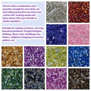 90g Mix Glass Seed Beads Tube Beads Bugle Beads,3000pcs Glass Bulk Spacer Beads Multi Size 1.5-4.5mm Glass Beads Kit for Jewelry Making DIY Craft Bracelets Necklace Earring Making (Purple Series)