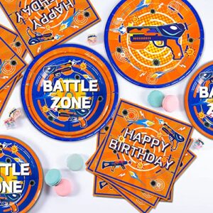 Dart War Party Supplies,162pcs Dart War Birthday Decorations Tableware Set - Dart War Party Plates Cups Napkins Tablecloth&Dart War Balloons Banner Cake Topper etc Gun Party Supplies for Boys Birthday