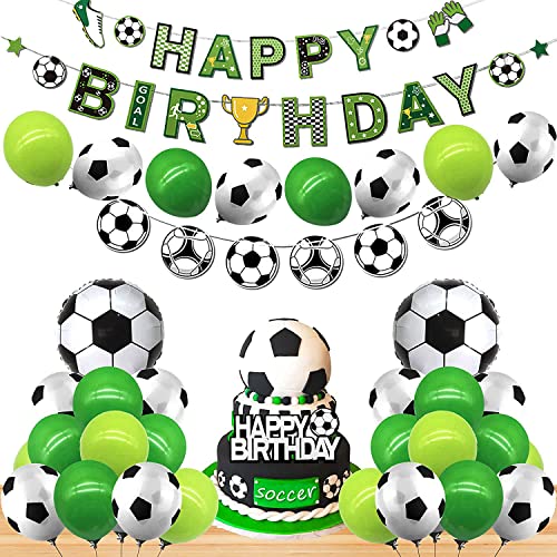 Soccer Birthday Party Decorations Soccer Happy Birthday Banner Soccer Balloons For Men’s Boy’s Soccer Birthday Party Sports Theme Party Football Theme Party Supplies