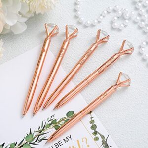 50 Pcs Bridal Shower Diamond Pens Bridal Shower Favors Diamond Pens Bulk Rose Gold Pens Bride Weeding Cute Pens Bling Metal Ballpoint Pen Kawaii Bridesmaid Pen for Women Baby Shower Party Favors Gifts