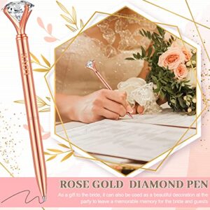 50 Pcs Bridal Shower Diamond Pens Bridal Shower Favors Diamond Pens Bulk Rose Gold Pens Bride Weeding Cute Pens Bling Metal Ballpoint Pen Kawaii Bridesmaid Pen for Women Baby Shower Party Favors Gifts