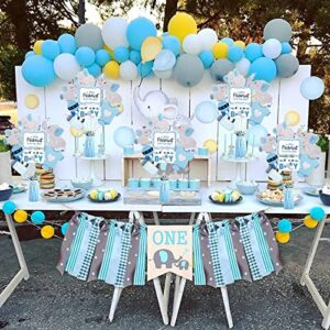 LEBERY 24pcs Blue Elephant Centerpiece Sticks Baby Boy It's A Boy Table Centerpieces Decorations Blue Little Peanut Cutouts for Blue Elephant Theme Boy Baby Shower Birthday Party Supplies