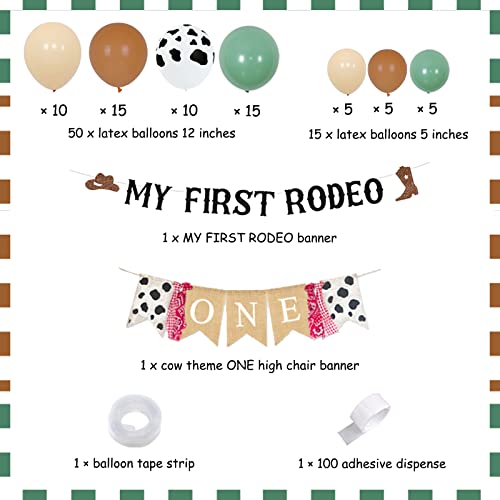 Sage Green Cowboy 1st Birthday Decorations, Western Cowboy Balloon Arch Garland Kit for Boys, My First Rodeo Birthday Banner, Cow One High Chair Banner, Western Theme Birthday Party Supplies