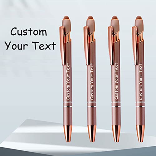 Aujuy 10Pcs Custom Rose Gold Ballpoint Pen 2 in 1 Rose Gold Stylus Pens Stylish Pen Personalized Wedding Favor Birthday Gift (10pcs)