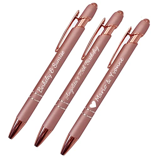 Aujuy 10Pcs Custom Rose Gold Ballpoint Pen 2 in 1 Rose Gold Stylus Pens Stylish Pen Personalized Wedding Favor Birthday Gift (10pcs)