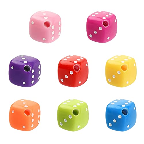 UR URLIFEHALL 500 Pcs Opaque Dice Acrylic Beads with Polka Dot Pattern Loose Cube Spacer Beads for Jewelry DIY Making