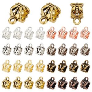 ph pandahall 160pcs bail tube beads 8 colors tibetan slide charm alloy dangle hanger links 11x8mm vintage bail beads spacers beads for earring necklace bracelet jewelry making, 5mm inner diameter