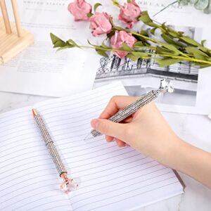 6 Pcs Big Diamond Pens with Crystal Bling Rhinestone Pen Metal Diamond Ballpoint Pens Glitter Wedding Bridal Shower Favors Diamond Black Ink Pens for Birthday Gift Supplies (Silver, Rose Gold)