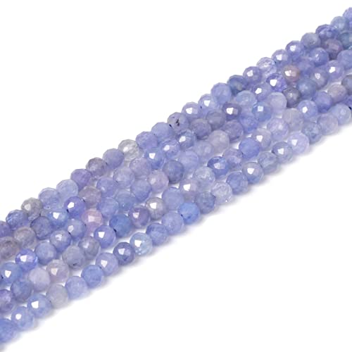 Natural Tanzanite 4mm Faceted Ball Spacer Loose Beads 16 Inch for Jewelry Making Beads