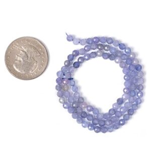 Natural Tanzanite 4mm Faceted Ball Spacer Loose Beads 16 Inch for Jewelry Making Beads