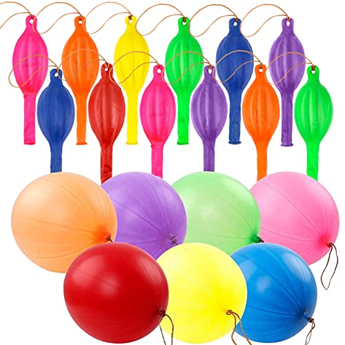 RUBFAC 80 Punch Balloons Punching Balloon Heavy Duty Party Favors For Kids, Bounce Balloons with Rubber Band Handle for Birthday Party