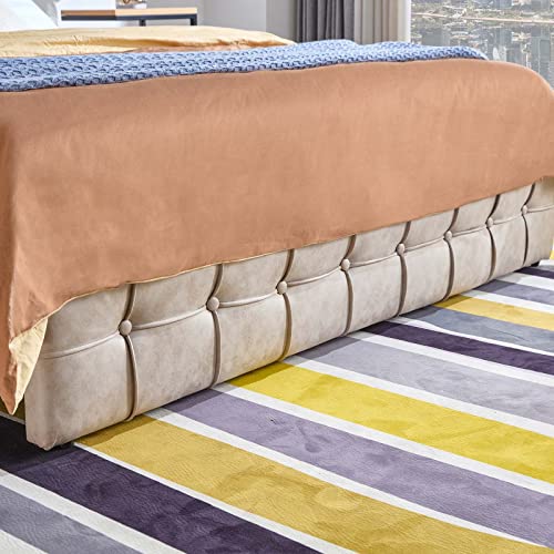 UMATRU King Size Upholstered Platform Bed Frame with Adjustable Headboard, No Box Spring Needed for Boys Girls Teens Adults, Under Bed Storage (King)