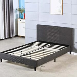 UMATRU King Size Upholstered Platform Bed Frame with Modern Headboard, Wooden Slats Support, No Box Spring Needed for Boys Girls Teens Adults, Under Bed Storage (Grey, King)