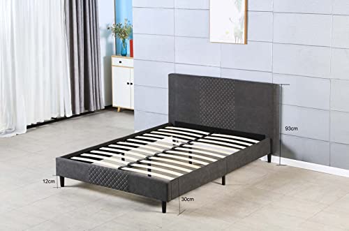 UMATRU King Size Upholstered Platform Bed Frame with Modern Headboard, Wooden Slats Support, No Box Spring Needed for Boys Girls Teens Adults, Under Bed Storage (Grey, King)