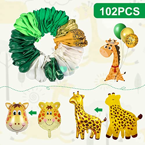 Amandir Wild One Birthday Decorations Balloon Boxes, Animal Print Green Gold Balloon Garland Arch Kit Number1 Artificial Leaves for Safari Jungle Theme First 1st Birthday Party Supplies Kids Boy Girl