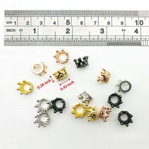 16 PCS Crown Beads, Crown Spacer Beads, Crown Pendant Inlaid with Zircon Loose Beads, for Bracelet Necklace Jewelry DIY Accessories