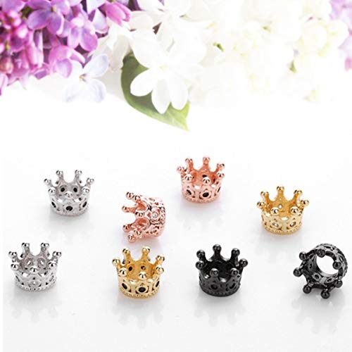 16 PCS Crown Beads, Crown Spacer Beads, Crown Pendant Inlaid with Zircon Loose Beads, for Bracelet Necklace Jewelry DIY Accessories