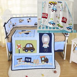 brandream 6piece boys crib bedding set baby vehicle nursery bedding with car trucks