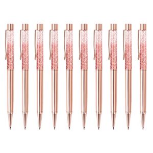 zztx 10 pcs rose gold ballpoint pens metal pen bling dynamic liquid sand pen with refills black ink office supplies gift pens for christmas wedding birthday