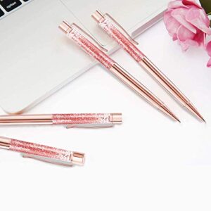 ZZTX 10 Pcs Rose Gold Ballpoint Pens Metal Pen Bling Dynamic Liquid Sand Pen With Refills Black Ink Office Supplies Gift Pens For Christmas Wedding Birthday