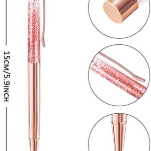 ZZTX 10 Pcs Rose Gold Ballpoint Pens Metal Pen Bling Dynamic Liquid Sand Pen With Refills Black Ink Office Supplies Gift Pens For Christmas Wedding Birthday