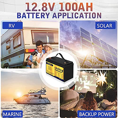 LISUATELI 12V 100Ah Lifepo4 Lithium Batteries Up to 3000-7000 Deep Cycles for Golf Cart Solar RV Camper Marine Battery (12V100AH black)