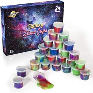 Joyjoz 24 Pieces Galaxy Slime, Party Favor for Kids Girls & Boys, Adults, Ages 6+ Non Sticky, Stress & Anxiety Relief, Wet, Super Soft Sludge Toy