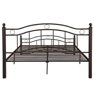 Voohek Metal King Size Bed Frame with Headboard and Footboard,Storage Space Under The Frame,No Box Spring Needed,Noise Free,Black