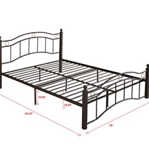 Voohek Metal King Size Bed Frame with Headboard and Footboard,Storage Space Under The Frame,No Box Spring Needed,Noise Free,Black