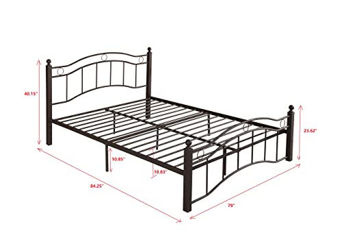 Voohek Metal King Size Bed Frame with Headboard and Footboard,Storage Space Under The Frame,No Box Spring Needed,Noise Free,Black