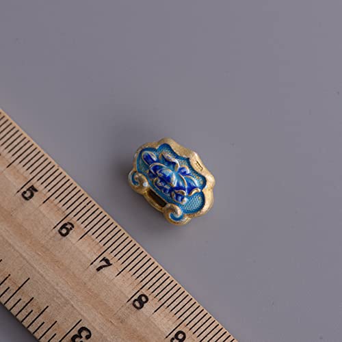 1Pc Sterling Silver Spacer Bead Long Life Lock Charm Beads Enamel Metal Beads Silver Spacer Beads for Jewelry Making Bracelet Necklace Amulet for Wealth Good Luck Crafts Collectible