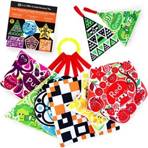 high contrast crinkle paper shapes - baby sensory toys for visual development, tummy time - crib, stroller & car seat crinkle toys for babies & infants 3 months+