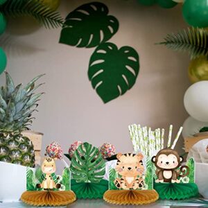 9 Pcs Baby Jungle Animals Honeycomb Centerpieces Sage Green Baby Shower Decorations Jungle Themed Birthday Party Supplies for Boys Kids Baby Shower Nursery Wild Party Supplies