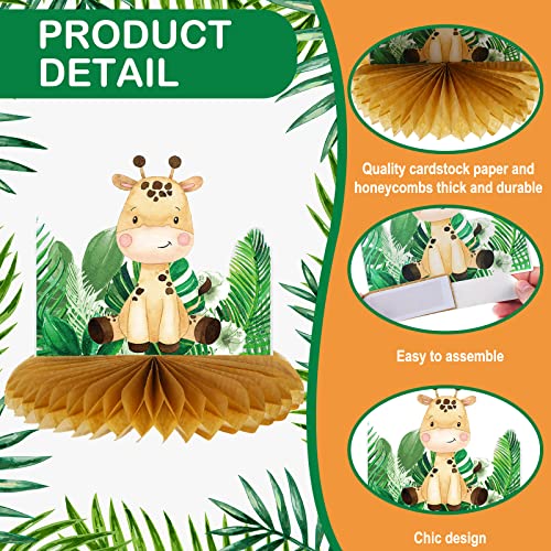 9 Pcs Baby Jungle Animals Honeycomb Centerpieces Sage Green Baby Shower Decorations Jungle Themed Birthday Party Supplies for Boys Kids Baby Shower Nursery Wild Party Supplies