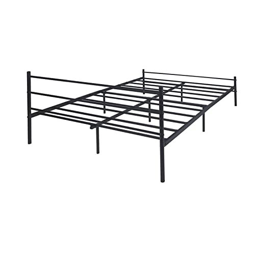 Aokarry Bed Frame Full Size, Metal Bed Frame Full Size with Headboard and Footboard Single Platform Mattress Base, Metal Tube Full Size, Black No Box Spring Needed