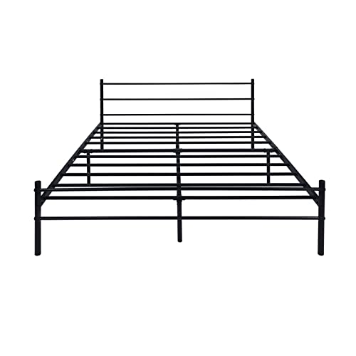 Aokarry Bed Frame Full Size, Metal Bed Frame Full Size with Headboard and Footboard Single Platform Mattress Base, Metal Tube Full Size, Black No Box Spring Needed