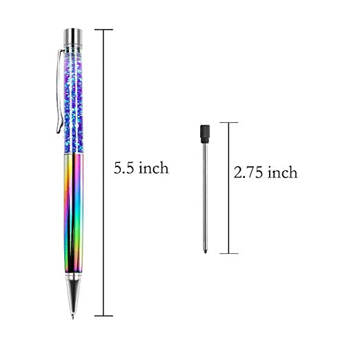 4 Pcs Colorful Metal Ballpoint Pen, Huhoo Unique Metal Bling Dynamic Liquid Sand Pen with Black Ink Office Supplie Gifts Pens for Christmas Engagement Wedding Birthday Mother Day