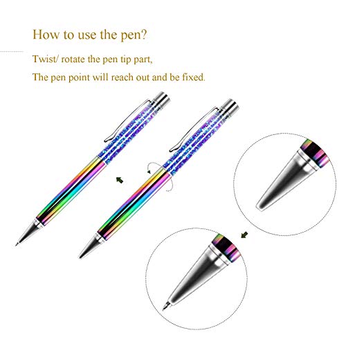 4 Pcs Colorful Metal Ballpoint Pen, Huhoo Unique Metal Bling Dynamic Liquid Sand Pen with Black Ink Office Supplie Gifts Pens for Christmas Engagement Wedding Birthday Mother Day