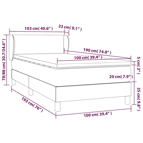 Youuihom Wood Slat Support, Upholstered Platform Bed Frame, Box Spring Bed with Mattress for Camping, patios, Gardens, Pool Decks, Black Twin Faux Leather