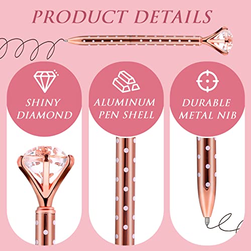 TIESOME 8pcs Rose Gold Ballpoint Pen Set, 1.0mm Liquid Sand Glitter Metal Crystal Diamond Pen Black Ink Smooth Writing Pens Gifts for School Office Desk Supplies