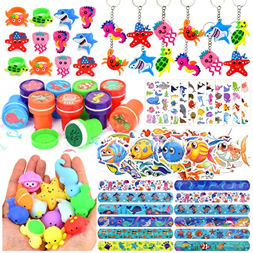 122Pcs Under the Sea Party Favors for Kids, Ocean Sea Party Favors, Cute Sea Animal Themed Party Supplies for Boys Girls, Ocean Themed Gifts Pinata for Birthday Party Classroom Rewards for Kids