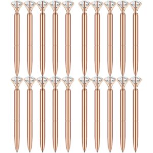 pasisibick 20 rose gold diamond pens bling diamond gem pen décor gifts for women bridesmaid coworkers bulk crystal metal ballpoint pens black ink(rose gold)