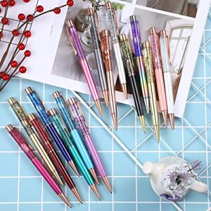 16 Pieces Ballpoint Pens Flower Dynamic Crystal Pens Black Ink Ballpoint Pens Flower Liquid Sand Pen for Birthday, Back to School Seasons, Wedding, Home School Office Supplies (Liquid Style)