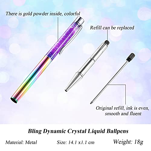 16 Pieces Ballpoint Pens Flower Dynamic Crystal Pens Black Ink Ballpoint Pens Flower Liquid Sand Pen for Birthday, Back to School Seasons, Wedding, Home School Office Supplies (Liquid Style)