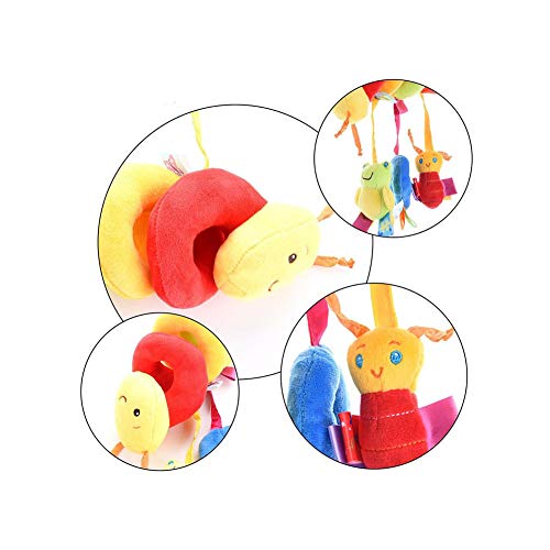 MIXCUT Infant Stroller Toy, Baby Spiral Activity Hanging Toys, Infant Baby Worm Crib Bed Around Rattle Bell Cartoon Insect Stroller Hanging Stuffed Wrap Spiral Safety Plush Toys, Car Seat Toy for Kids