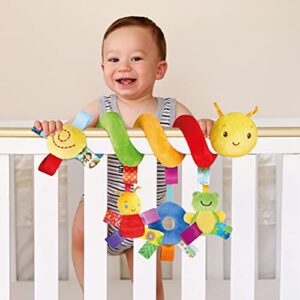 MIXCUT Infant Stroller Toy, Baby Spiral Activity Hanging Toys, Infant Baby Worm Crib Bed Around Rattle Bell Cartoon Insect Stroller Hanging Stuffed Wrap Spiral Safety Plush Toys, Car Seat Toy for Kids