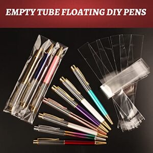 10 Pieces Empty Tube Floating DIY Pens Metal Empty Tube Ballpoint Pens DIY Glitter Liquid Sand Pens with Self Adhesive Pen Bag for Christmas Thanksgiving Favorite Gif