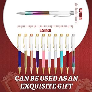 10 Pieces Empty Tube Floating DIY Pens Metal Empty Tube Ballpoint Pens DIY Glitter Liquid Sand Pens with Self Adhesive Pen Bag for Christmas Thanksgiving Favorite Gif