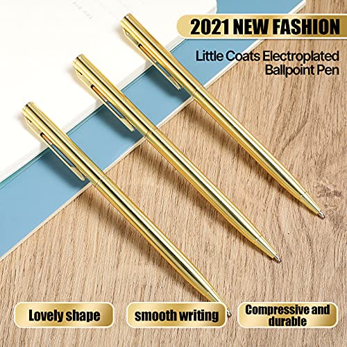 26 Pieces Slim Metallic Retractable Ballpoint Pens 1 mm Medium Point Black Ink Pen Nice Present for Wedding Business Office Supplies Teachers Students Graduation Present (Golden)