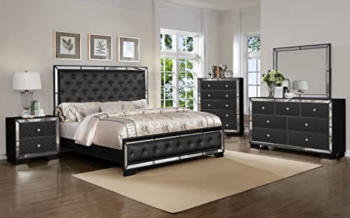 Aokarry Bed Frames Queen Size, Queen Size Upholstered Bed Made with Wood in Black Color